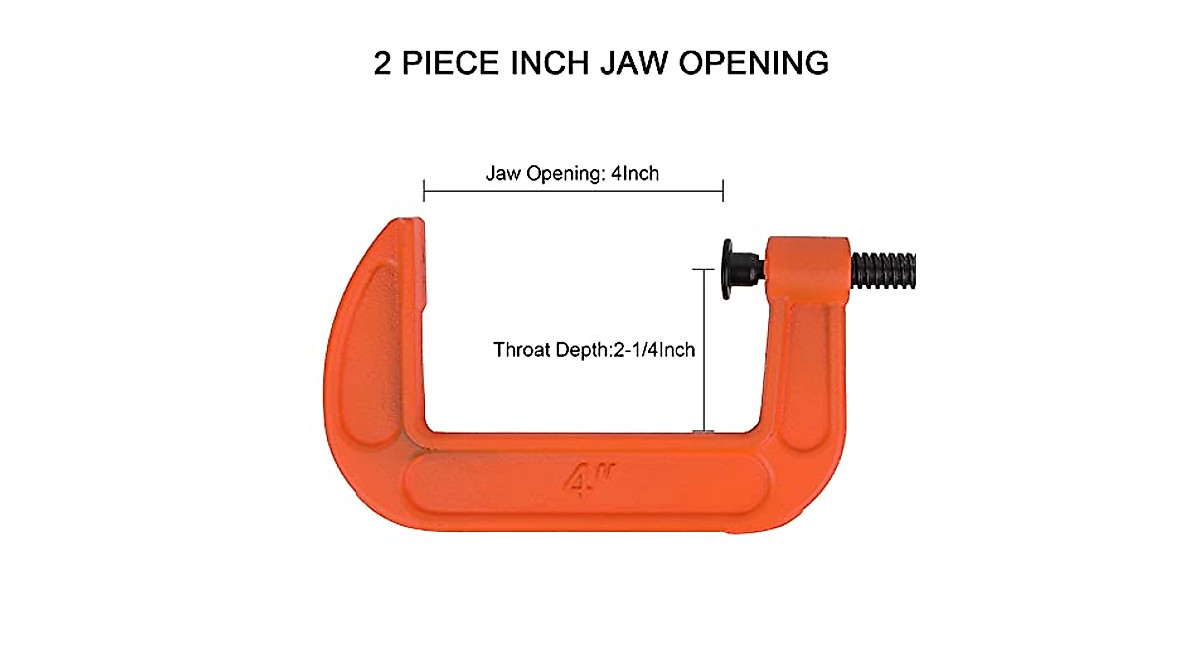 Heavy Duty 4-Inch C-Clamp Set for Woodworking & Metalworking