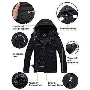 GEMYSE Men's Mountain Waterproof Ski Snow Jacket Winter Windproof Rain Jacket (Black,X-Large)