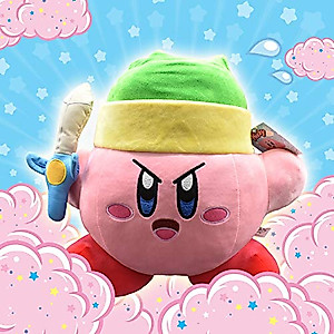 Kirby Sword 12" Mega Plush - Cute Plushies, Big Plush & Soft Pillow Kirby Gifts for Kids & Adults! Kirby Plushes Available Include Whip Kirby, Kirby Sleep, Fighter Kirby, and Link Kirby Sword.