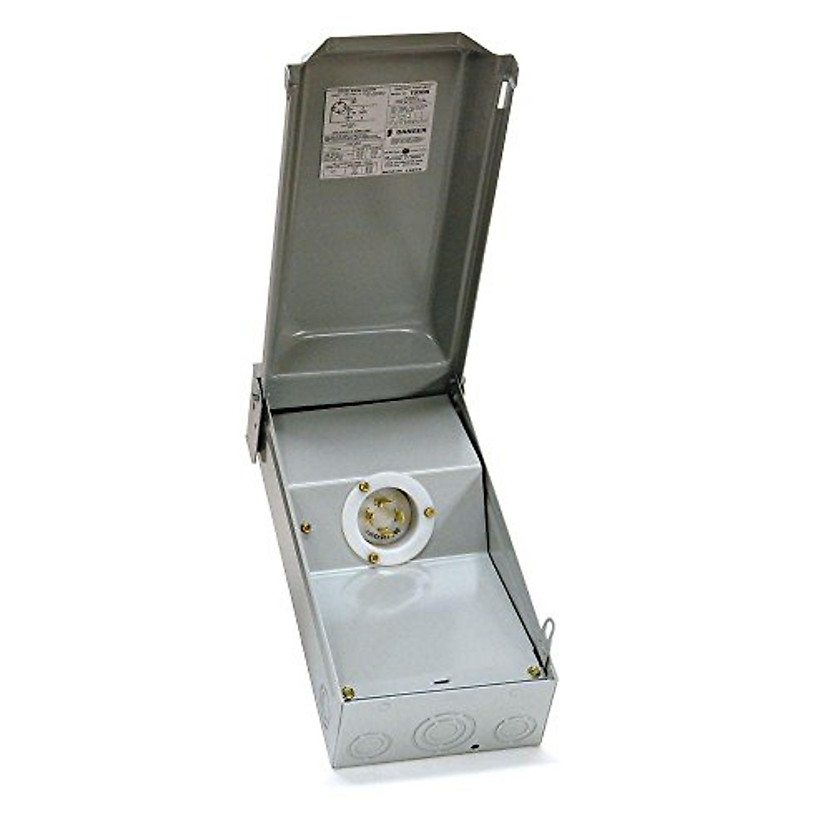 GE T030N Single Outlet Power Inlet, 120/240 VAC, 30 A, NEMA 3R, Galvanized Steel