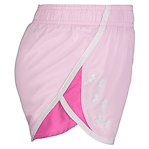 Under Armour Womens Fly by Short, Elastic Waistband, Logo Detail, Lightweight, Pink Sugar - Core, 5 US