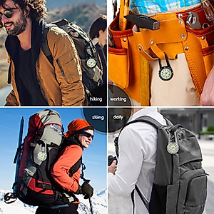 2 Pieces Clip on Quartz Watch Backpack Fob Belt Watch Glow in The Dark Unisex Pocket Watch with White Dial for Doctors Nurses Outdoor Activities (Black, Silver)