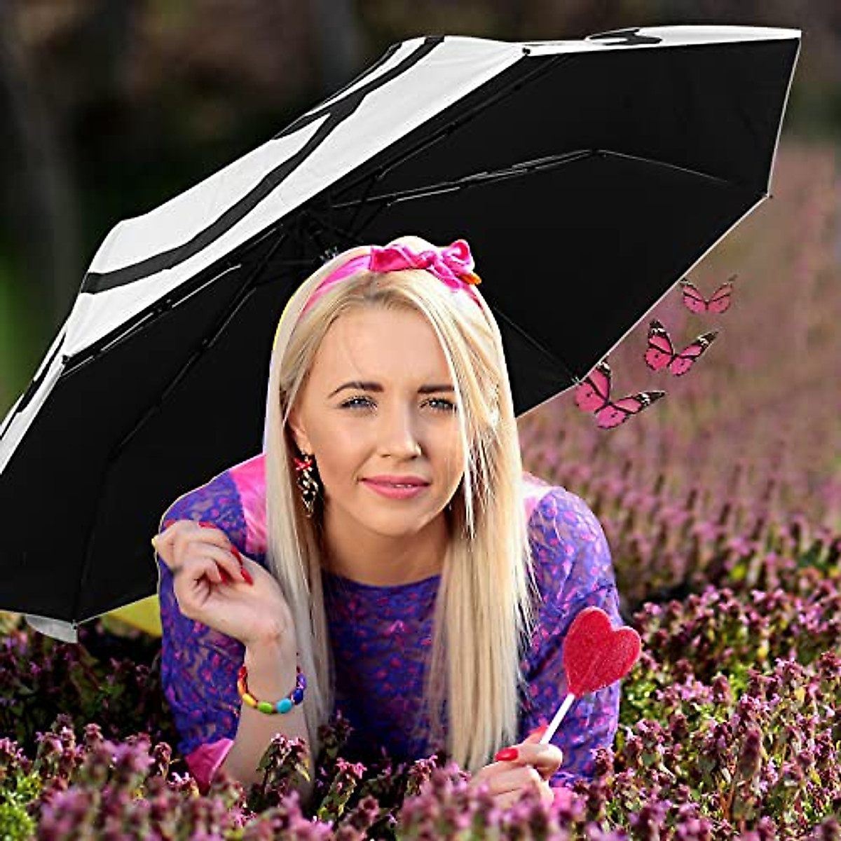 WANLIAN Umbrellas for Sun Umbrella UV Protection,Compact Travel Umbrella,Umbrella for Sun Protection Windproof Waterproof Stick Umbrella Anti-UV Protection Golf Umbrellas (White)