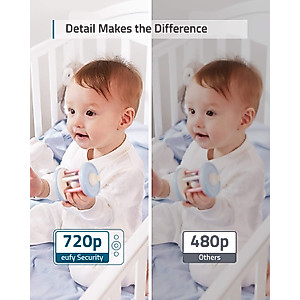 eufy Security Video and Audio Baby Monitor, 720p Resolution, Large 5” Display, 5,200 mAh Battery, 2-Way Audio, Night Vision, Lullaby Player, 1000 ft Range, Manual Pan & Tilt (Renewed)
