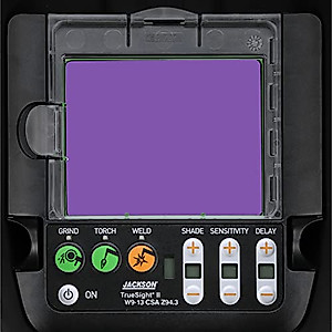 Jackson Safety Welding Helmet, Digital Variable Auto Darkening Filter, Stars and Scars Design, Lightweight Protective Welder Face Mask with Light HLX100 Shell, Unisex, Universal Size, 46118