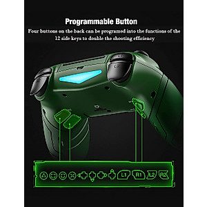 COWBOX 【2021 Upgraded Version】 PS4 Controller with 3 Programmable Back Buttons and 1 Sensitivity-Control Back Button, Game Controller Remote with Turbo/Gyro/HD Dual Vibration/Touch Panel/LED