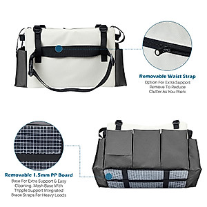 GudoInsole Large Wearable Cleaning Caddy Bag, Cleaning Supplies Organizer with 2 Foldable Dividers 2 Detachable Dividers Handle Shoulder and Waist Straps for Cleaners Housekeepers