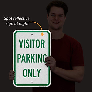 SmartSign 18 x 12 inch Basics “Visitor Parking Only” Metal Sign, 120 mil Aluminum Composite, Engineer Grade Reflective Material, Green and White