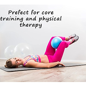 JUFANGFIN Pilates Exercise Ball Mini 6 Inch Yoga Barre Workout Fitness Balance Physical Therapy Squishy Balls for Home with Pump(Purple)