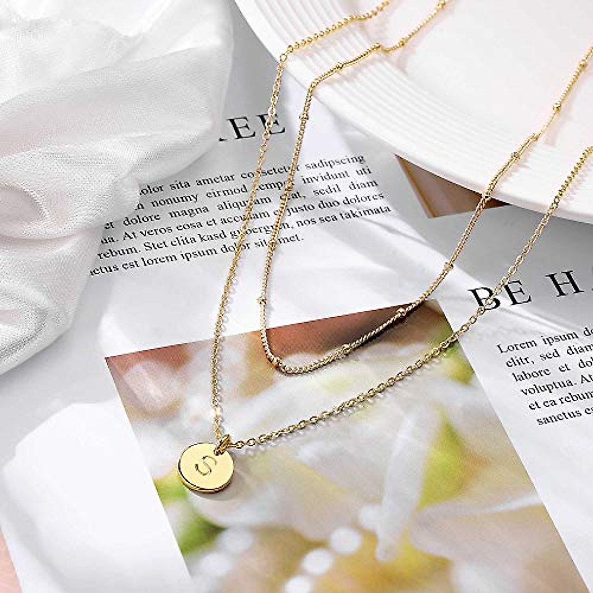 IEFWELL Gold Initial Necklaces for Women, 14K Gold Filled Letter Necklaces for Girls Gold Initial Necklaces for Teens Girls Initial Necklaces Gold Jewelry（K）