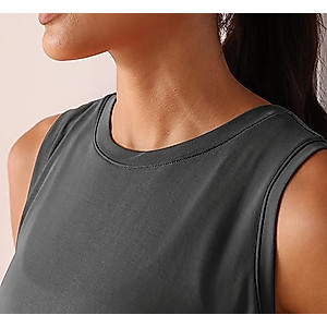 ODODOS Women's Modal Soft Sleeveless Crop Top Athletic Gym Workout Tee Cropped Yoga Tank, Black, Small