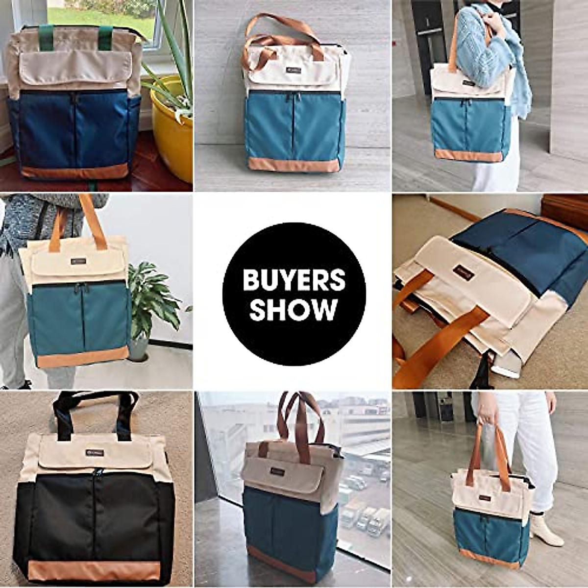 CYUREAY Women Convertible Tote Daypack Laptop Backpack Wide Top Open Work Backpack Travel Casual Backpack with USB Charging Port, Fits 15.6 Inch Laptop 1