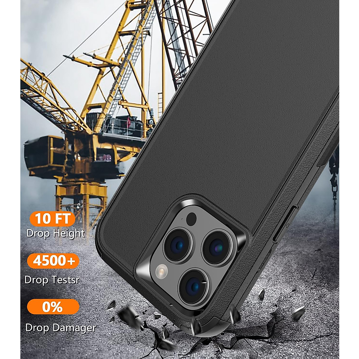 Diverbox for iPhone 15 Pro Max Case [Shockproof] [Dropproof] [Tempered Glass Screen Protector ],Heavy Duty Protection Phone Case Cover for Apple iPhone 15 pro max 6.7 inch (Black -3in1)