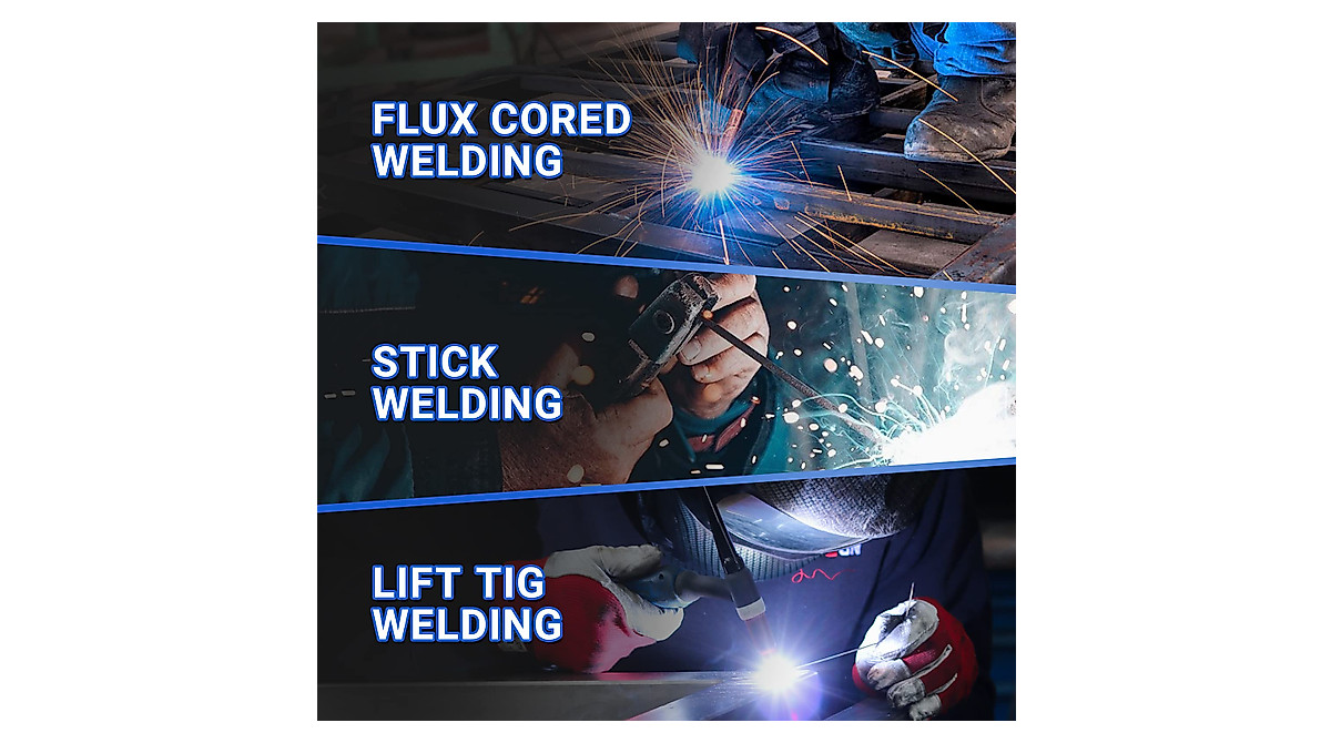 AZZUNO 135 Amp MIG Welder, 3 in 1 Multiprocess Welder 110V Flux Core Welder Flux MIG/Lift TIG ...