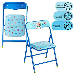 Idea Nuova Cocomelon 3 Piece Children's Activity Square Table and 2 Folding Chairs Set, Ages 3+