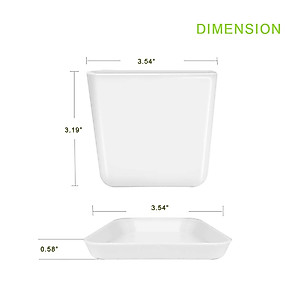 GrowLED 3.5 Inch Planters with Drainage Garden Pot Flower Plant Pots Modern Decorative Gardening Pot for Indoor Plants, Flowers, Herbs, Succulents, Foliage Plants, Square, White, Set of 4