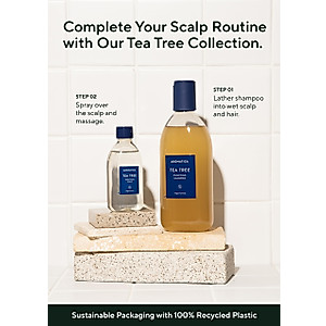 AROMATICA Tea Tree Purifying Hair Set - Gift Set with Vegan Shampoo, Tonic Spray and Essential Oil for Itchy, Greasy Hair