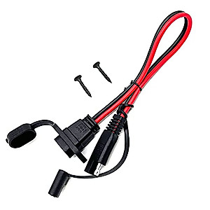 JIECHUN SAE Socket Sidewall Port - Solar Panel Mount with SAE Quick Disconnect Universal Flush-Mountable Connector for Solar Generator Battery Charger with 2 Mounting Screws (SAE Cable)