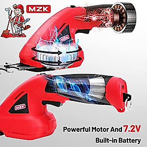 MZK Cordless Grass Shears & Hedge Trimmer, 7.2V Battery Powered Shrubbery Trimmer, 2 in 1 Handheld Grass Clippers, Electric Grass Trimmer Hedge Trimmer, Grass Cutter with Charger