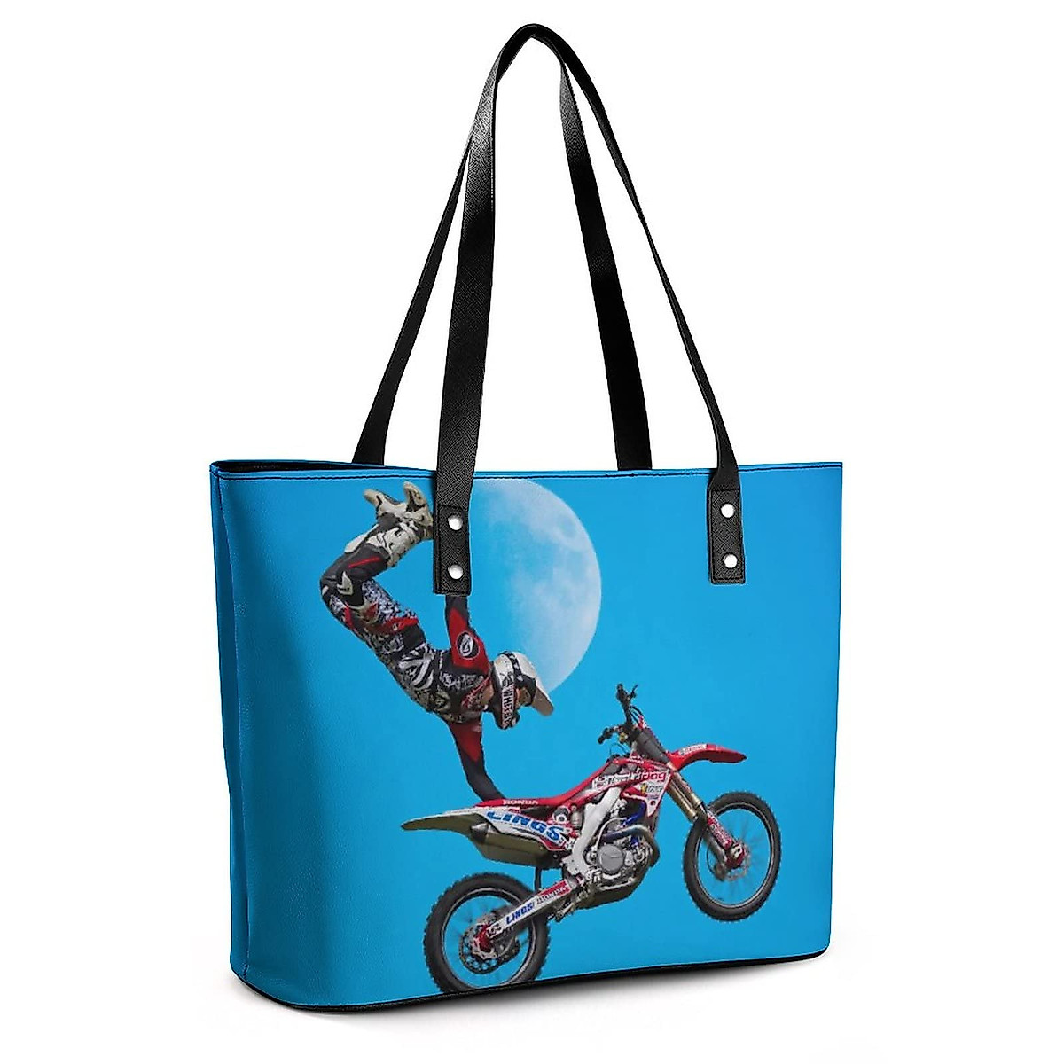 Womens Handbag Motorcycle Motocross Leather Tote Bag Top Handle Satchel Bags For Lady