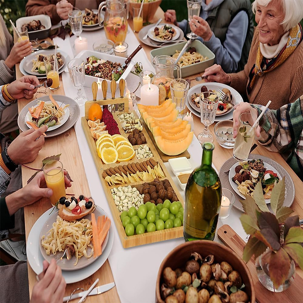 Charcuterie Board Cheese Boards Gift Set with Stainless Steel Knives, Slates and Bowls. Housewarming Gift, Wedding Gift for Couple, Bridal Shower Aperitif Board