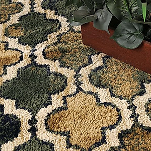 Superior Indoor Large Area Rug, Jute Backed, Perfect for Living/ Dining Room, Bedroom, Office, Kitchen, Entryway, Modern Geometric Trellis Floor Decor, Viking Collection, 5' x 8', Green