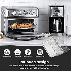 Stainless Steel Baking Tray Pan and Air Fryer Basket Compatible with Cuisinart Airfryer TOA-060 and TOA-065 for Cuisinart air fryer replacement parts