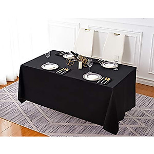 Surmente Tablecloth 90 x 132-Inch Rectangular Polyester Table Cloth for Weddings, Banquets, or Restaurants (Black) ……