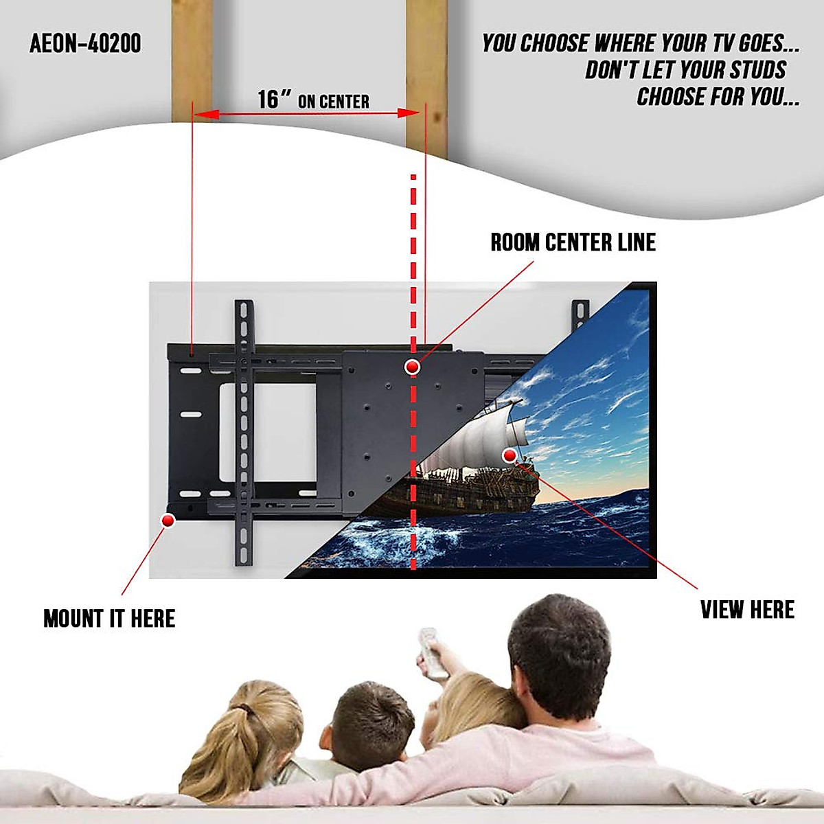 Aeon Stands and Mounts 40200 full motion TV wall mount with 28" Extension (Black)