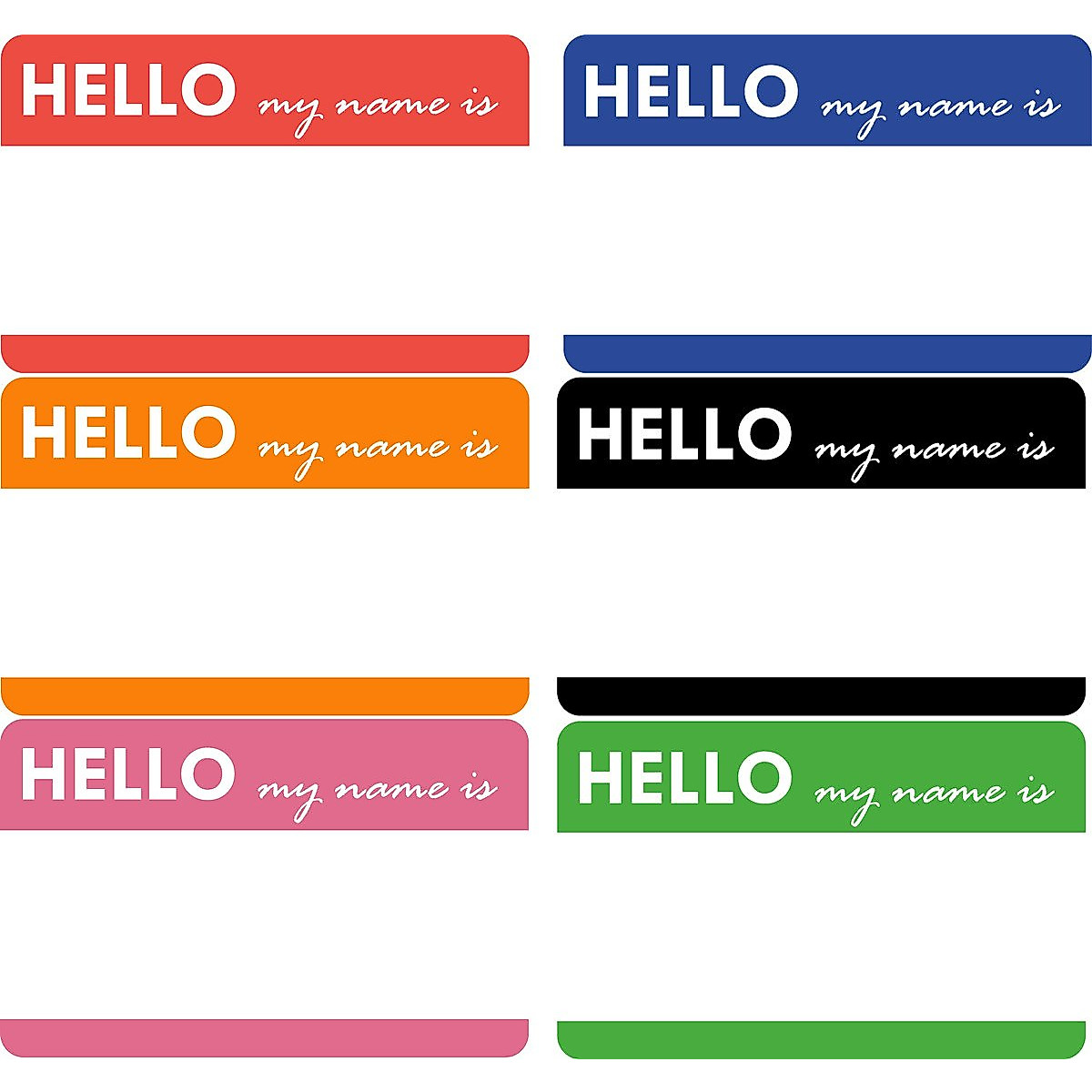 Cualfec 300Pcs Hello My Name is Stickers Colorful Name Badge Stickers 3.5 x 2.25 inches - 6 Color per Sheet (50 Sheets)