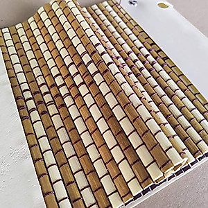 LETAU Wood Window Roman Shades, Bamboo Light Filtering Window Blinds for Outdoor Home, Office, Kitchen, Pattern 6