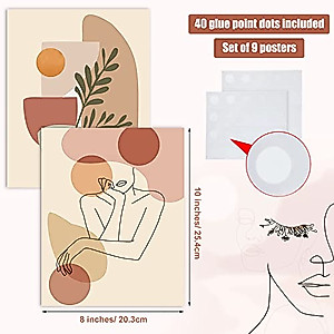 9 Pieces Abstract Wall Art Minimalist Wall Art Prints Minimalist Boho Wall Art Abstract Line Art Woman Botanical Plant Painting Abstract Wall Decor for Living Room Bedroom Kitchen Office, Unframed