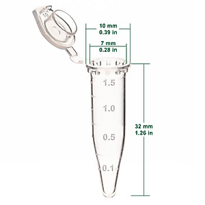 FunChem Microcentrifuge Tubes, Polypropylene Graduated Transparent Plastic Centrifuge Test Vials with Flat-Top Snap Cap, 1.5 mL, Pack of 500
