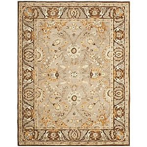 SAFAVIEH Anatolia Collection 8' x 10' Dark Grey / Brown AN558A Handmade Traditional Oriental Premium Wool Area Rug