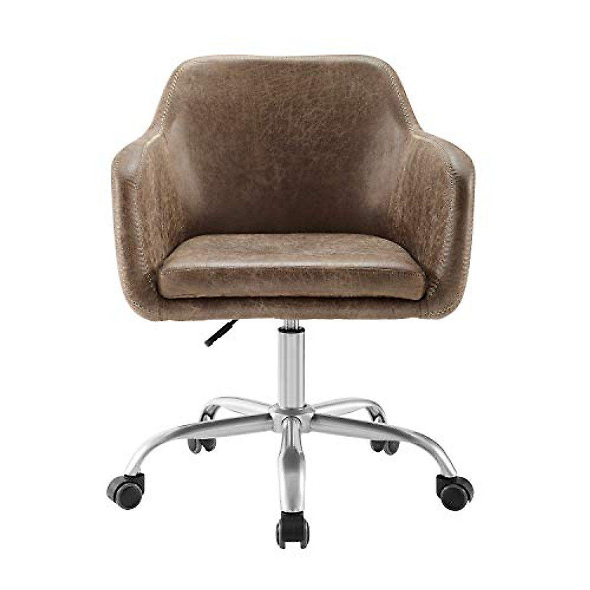 Linon Home Décor Brooklyn Silver Office Chair, Brown