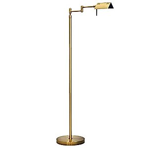 O’Bright Dimmable LED Pharmacy Floor Lamp, 12W LED, Full Range Dimming, 360 Degree Swing Arms, Adjustable Heights, Standing Lamp for Reading, Sewing, and Craft, ETL Listed, Antique Brass (Gold)