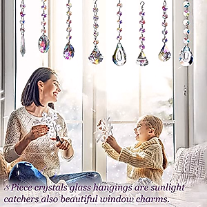 Sun Catchers with Crystals, 8 Pcs Hanging Crystals Suncatchers for Windows, Sun Catchers Indoor Window Prism Suncatcher Chandelier Ornament Home Garden Christmas Decoration