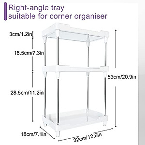 Bathroom Organizer Countertop, 3-Tier Vanity Tray Corner Shelf for Makeup Cosmetic Perfume Skincare Bathroom Supplies and More, Multi-Functional Acrylic Organizer in Vanity Dresser and More - White