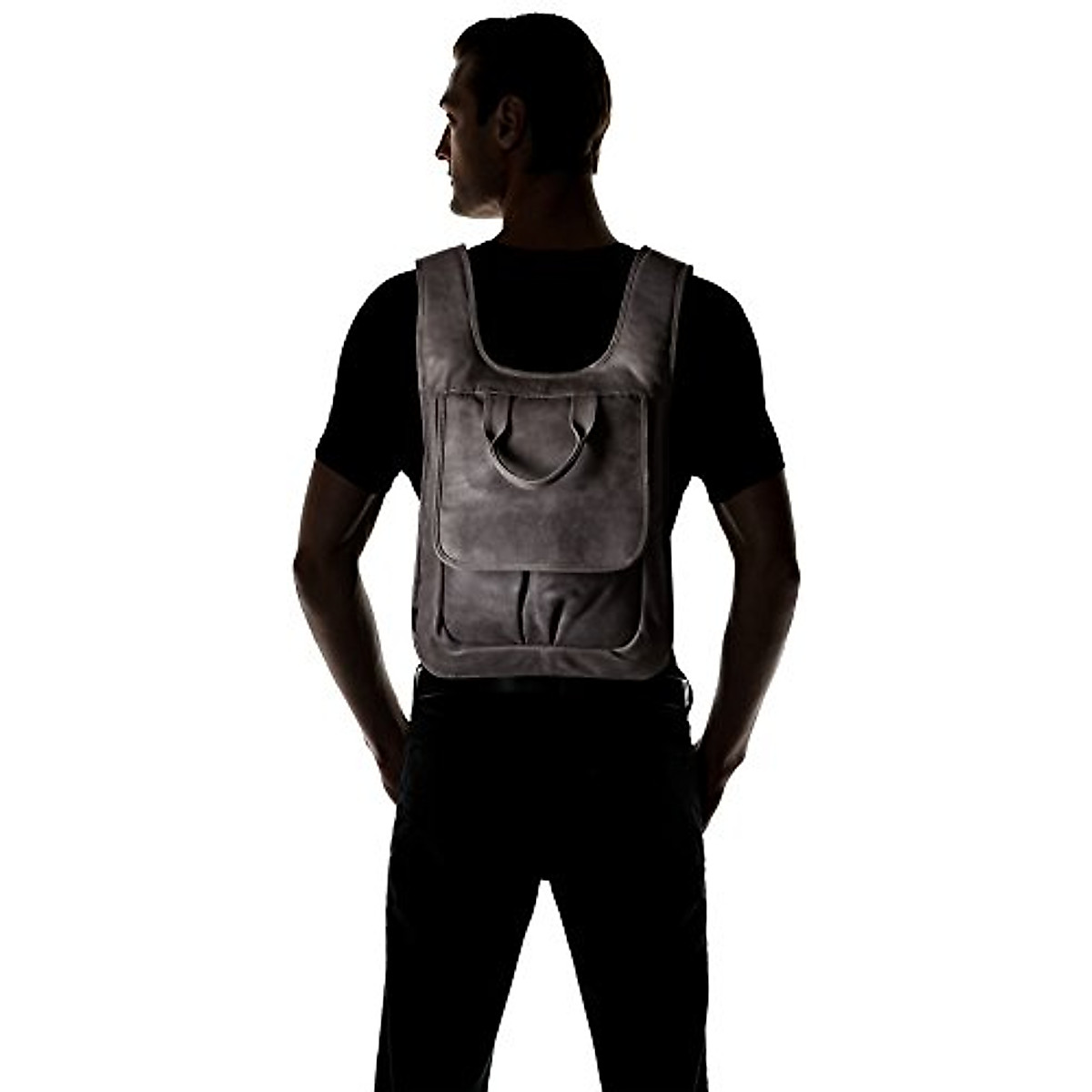 Piel Leather Slim Laptop Flap Backpack, Charcoal, One Size