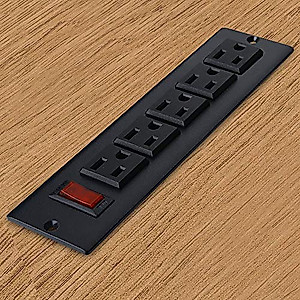 Desk Outlets Recessed Power Strip Without USB Ports Mountable Power Strip Under Desk Power Charging Station with 5AC Outlets Black