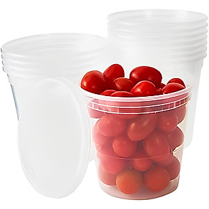 Deli-Grade BPA-Free 24oz Plastic Containers with Lids 12ct. Leakproof Microwavable Portion Container for To-Go Orders, Food Prep and Storage. Reusable Takeout Cups for Restaurant, Cafe and Catering.