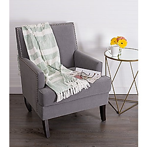 DII Mid-Century Modern Slub Stripe Woven Throw, Mint, 50x60