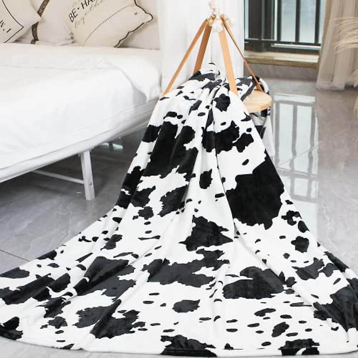 Cow Print Blanket Soft Fleece Flannel Lightweight Throw Dog Blankets Warm Plush Cute Brown Cow Throw Blanket Sofa Couch Bed Camping Travel Cow Bedding Boys Girls Pet Adults 50x60 inch