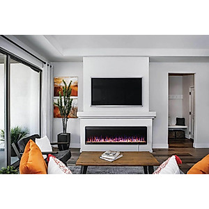 Napoleon Trivista Pictura 50 3-Sided Electric Linear Fireplace - Built-in Design - Multi-Color Flames with Large Crystal Cubes and Natural Looking Birch Logs - NEFL50H-3SV