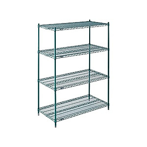 Nexel 21" x 48" x 54", 4 Tier Adjustable Wire Shelving Unit, NEXGuard Anti-Microbial Agent, NSF Listed Commercial Storage Rack, Poly-Green, Leveling feet