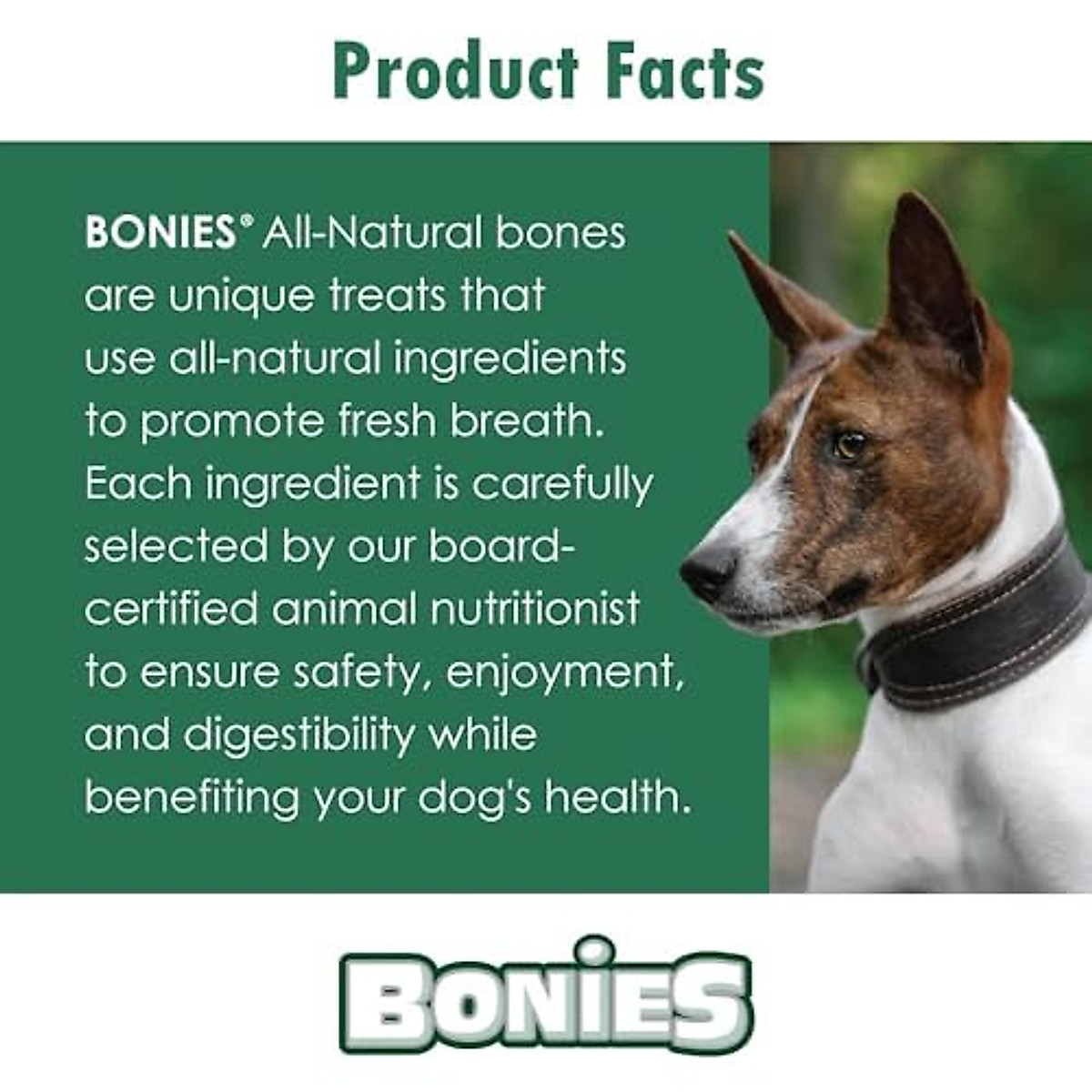 Bonies Breath and Dental Formula Treats for Dogs, All-Natural Ingredients, Fresh Breath, Cleans Teeth, Low Calories, Chicken Flavor - Medium, 8 Bones, 11.45-oz