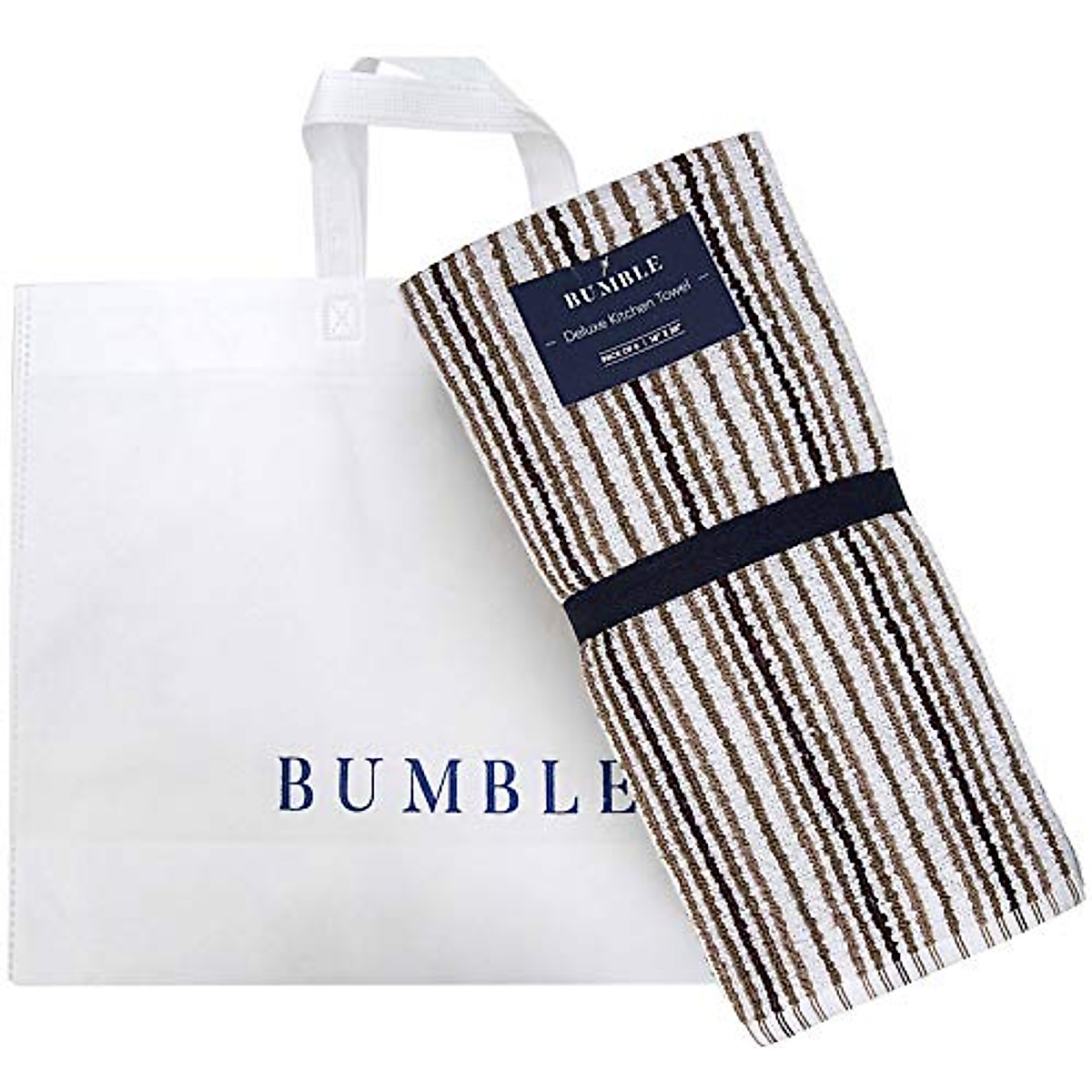 400 GSM Absorbent 6 Pack Cotton Popcorn Stripe Kitchen Towels with Hanging Loop - 16x26 Inches, Tan