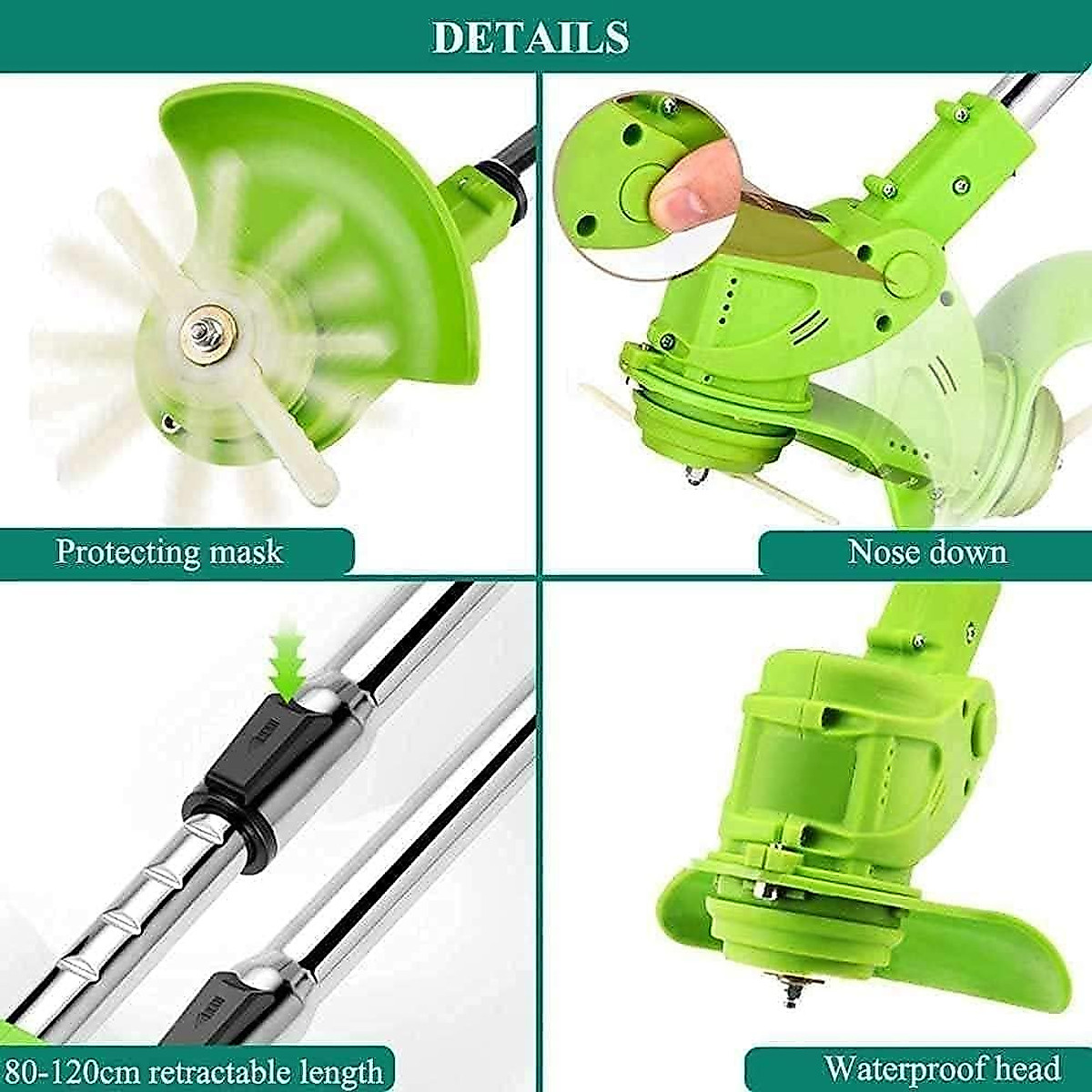 RUTAVM Handheld 12V/24V Cordless Grass Trimmer Adjustable Electric Lawn Mower Garden Pruning Cutter Power Garden Tools-12V-2 Battery