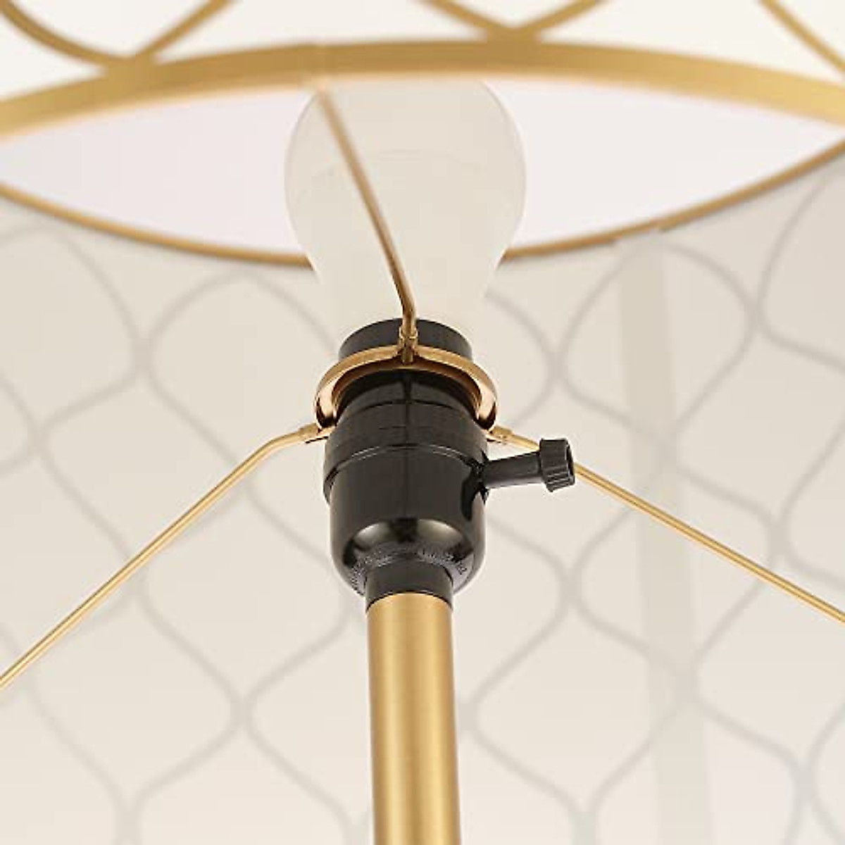Globe Electric Novogratz x 65787 Kinsley 65" Floor Lamp, Matte Brass, Metal Mesh Over Cotton Shade