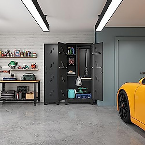 VASAAOSD 75" Garage Storage Cabinet,Shelves for Storage,Tool Cabinets for Garage,Storage & Organization,Storage for Garages,Tool Storage with Lock for Home Office Garage